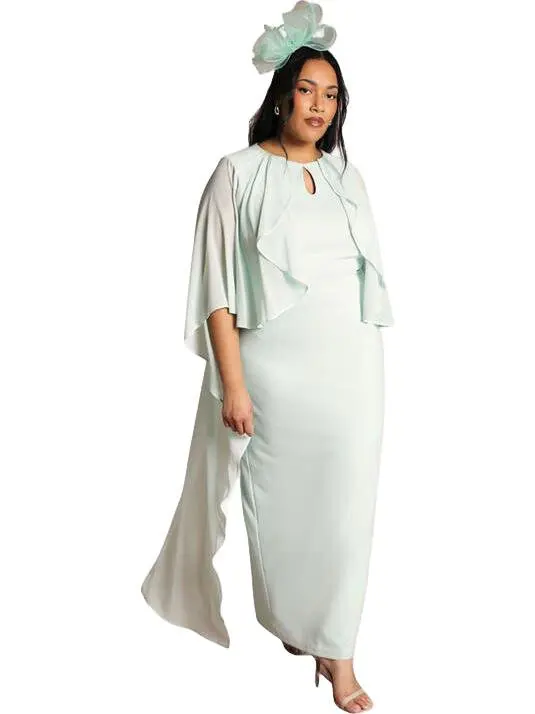Coast Plus Chiffon Cape Maxi Dress - Mint