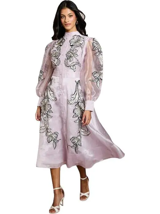 Coast Petite Embroidered Midi Dress - Blush