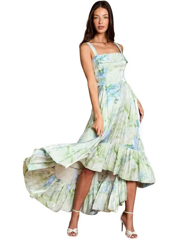 Coast Organza High-low Tiered Maxi Dress - Green