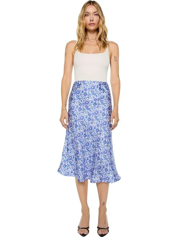 La Prestic Ouiston Nola Silk Midi Skirt - Blue
