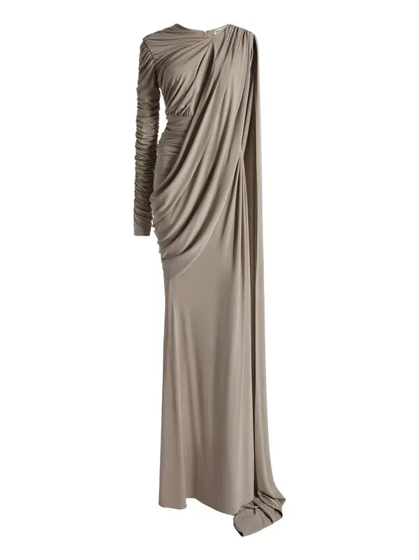 Zuhair Murad Draped One-shoulder Jersey Gown - Light Grey
