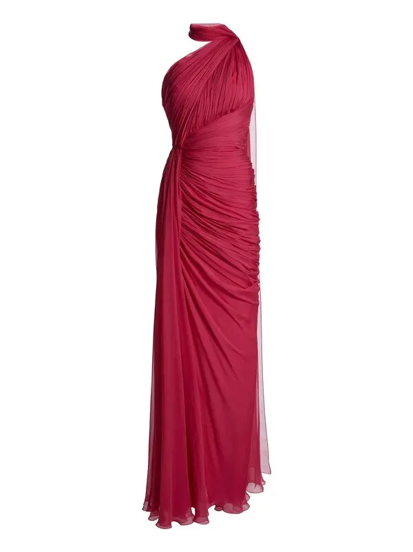 Zuhair Murad One-shoulder Chiffon Gown - Fuchsia