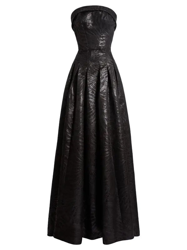 Zuhair Murad Heavy Jacquard Gown Dress - Black