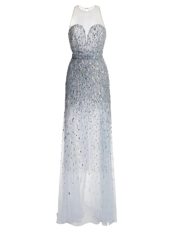 Zuhair Murad Embroidered Tulle Gown - Light Blue