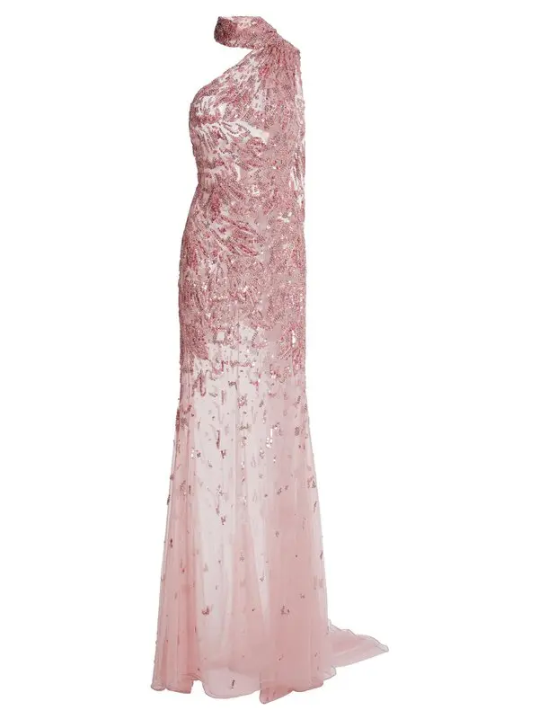 Zuhair Murad Embellished Tulle Dress - Light Pink