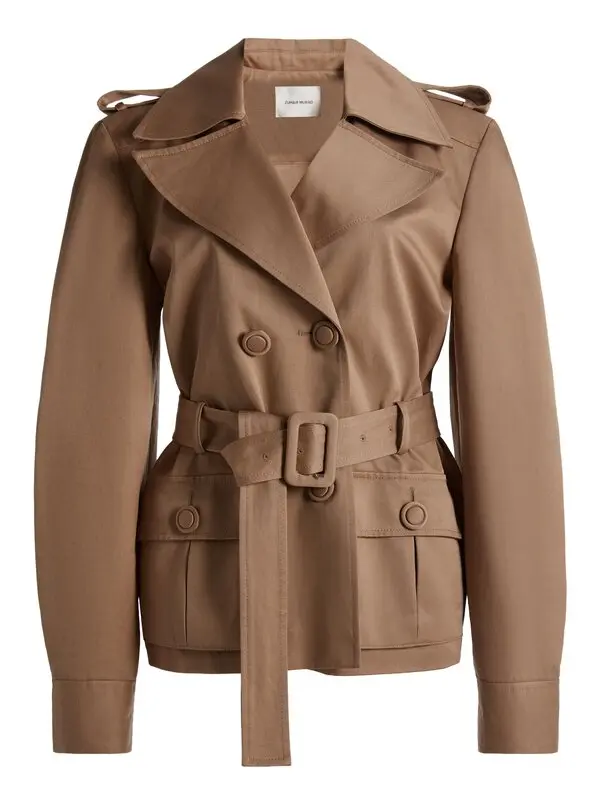 Zuhair Murad Double Breasted Belted Gabardine Jacket - Brown