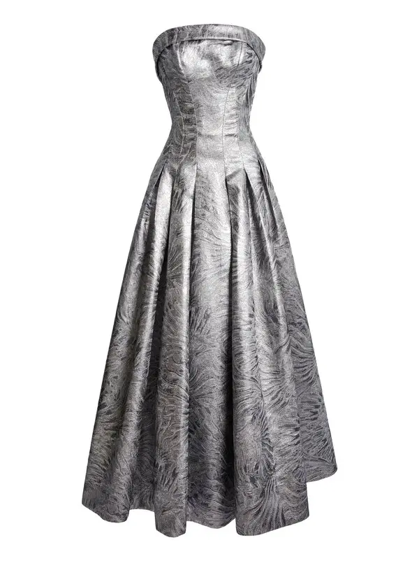 Zuhair Murad Heavy Jacquard Ankle Dress - Silver