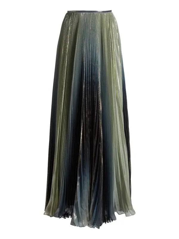 Zuhair Murad Printed Lame Plisse Ankle Skirt - Multi