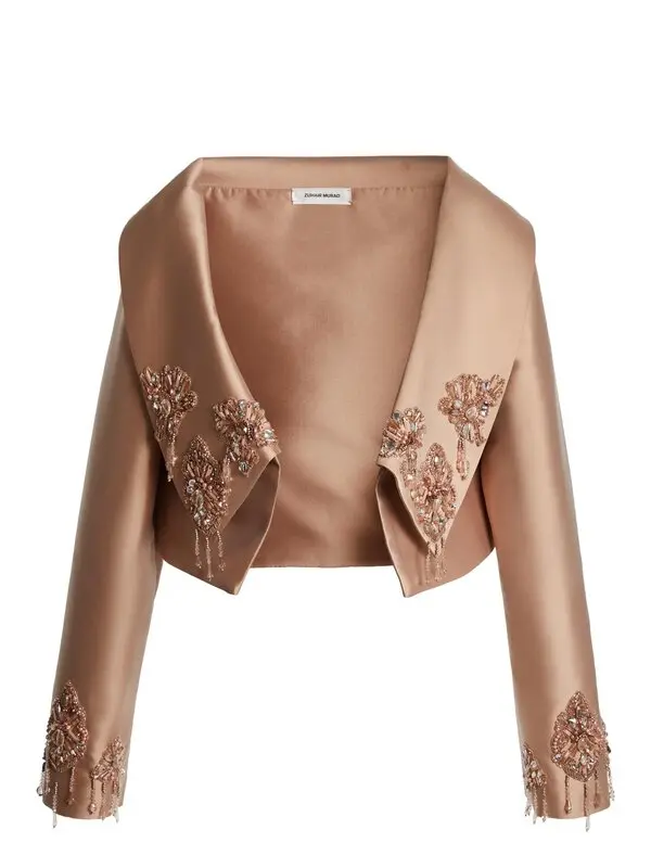 Zuhair Murad Embroidered Mikado Jacket - Brown