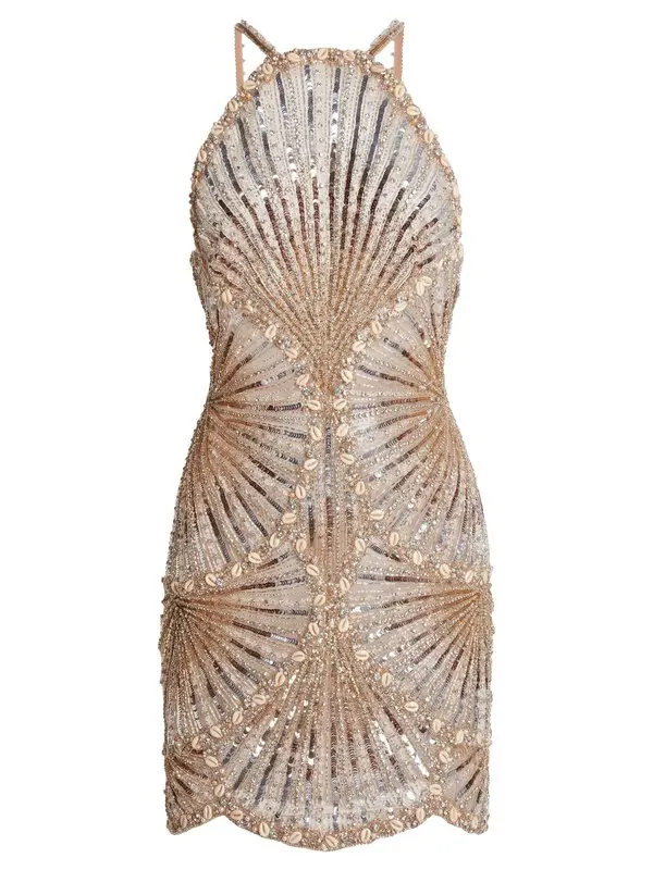 Zuhair Murad Sand Shell Embroidered Mini Dress - Multi