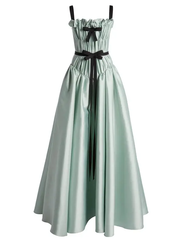 Zuhair Murad Mikado Gown With Ribbon Accents - Light Blue