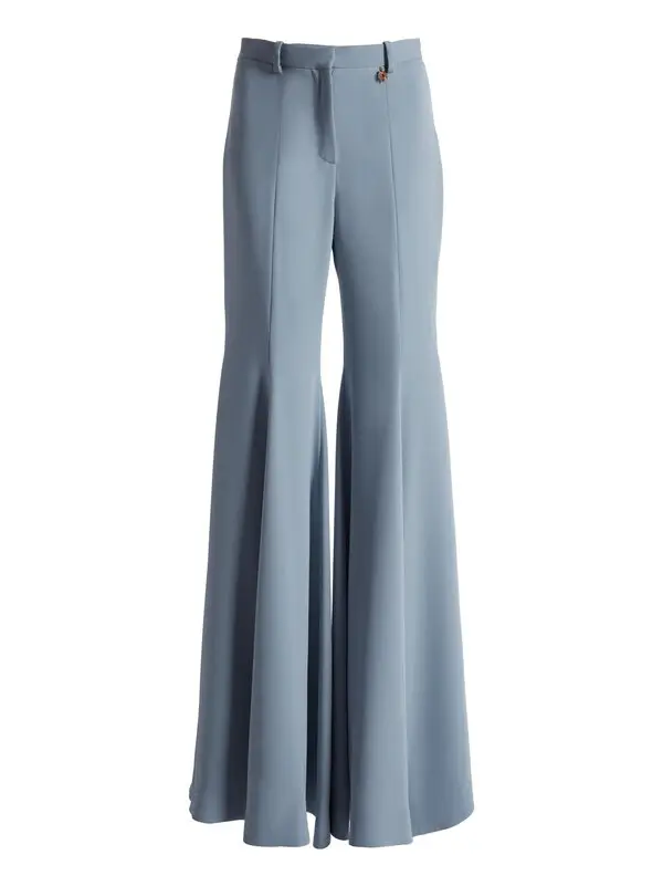 Zuhair Murad Light Cady Maxi Flared Trousers - Light Blue
