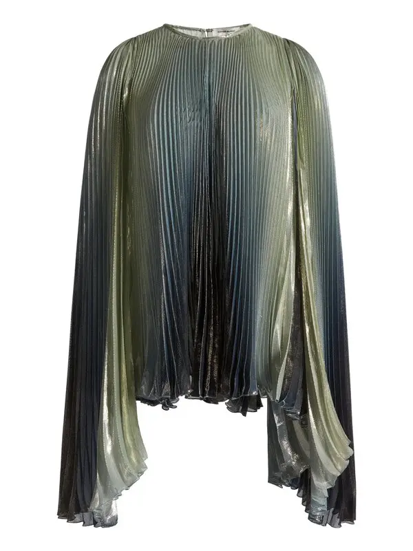 Zuhair Murad Printed Lame Plisse Blouse - Multi