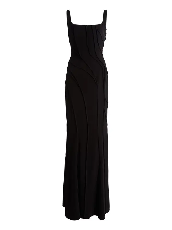 Zuhair Murad Heavy Cady Long Dress With Pintucks - Black