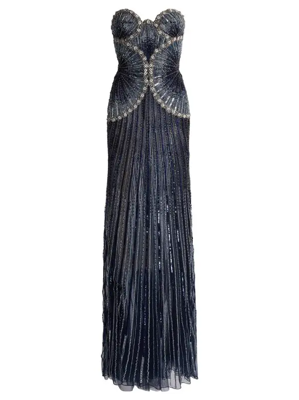 Zuhair Murad Embroidered Tulle Gown - Blue