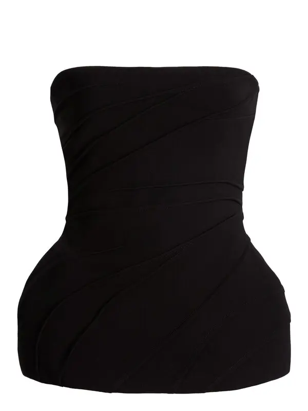 Zuhair Murad Heavy Cady Corst Top With Pintucks - Black