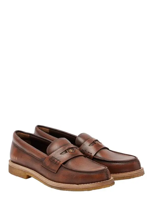 GOLDEN GOOSE Jerry Leather Penny Loafers - Brown