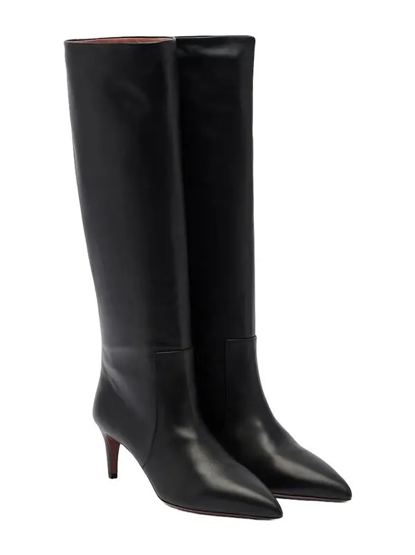 Paris Texas Stiletto Leather Knee-high Boots - Black