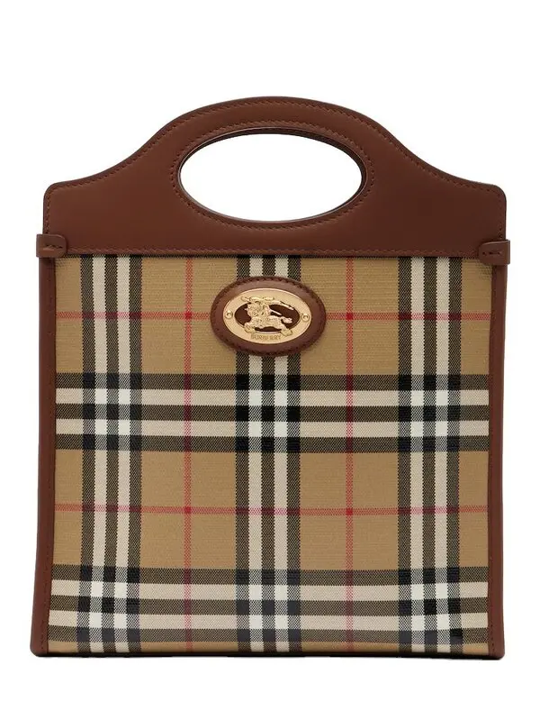 Burberry Check Medium Top-handle Bag - Beige