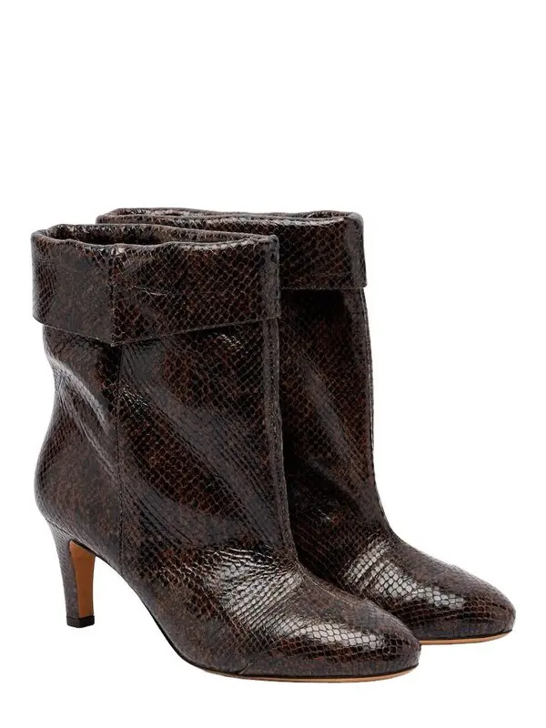 Isabel Marant Étoile Eldra Snakeskin Effect Leather Ankle Boots - Brown