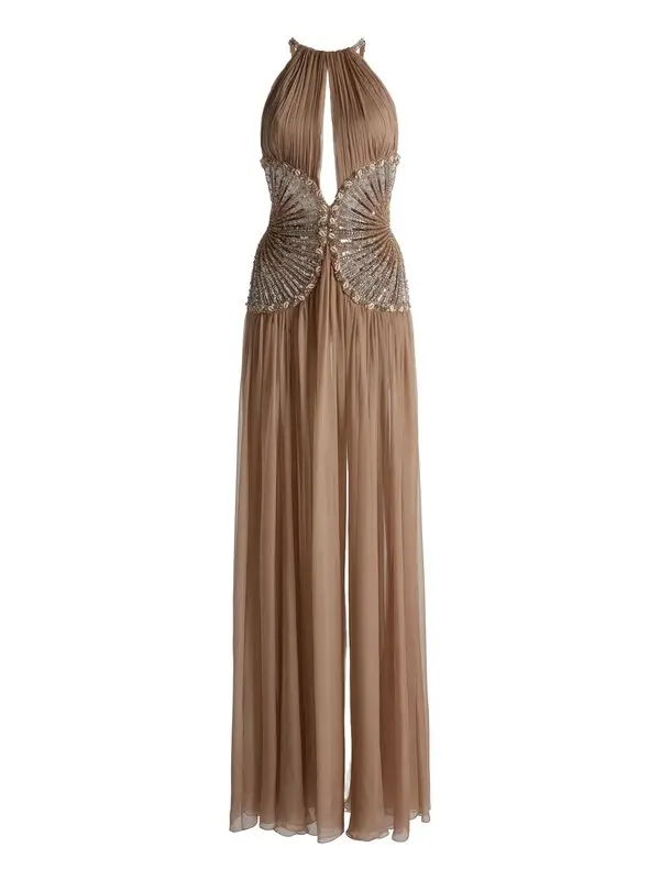 Zuhair Murad Chiffon Sand Shell Long Dress - Tan