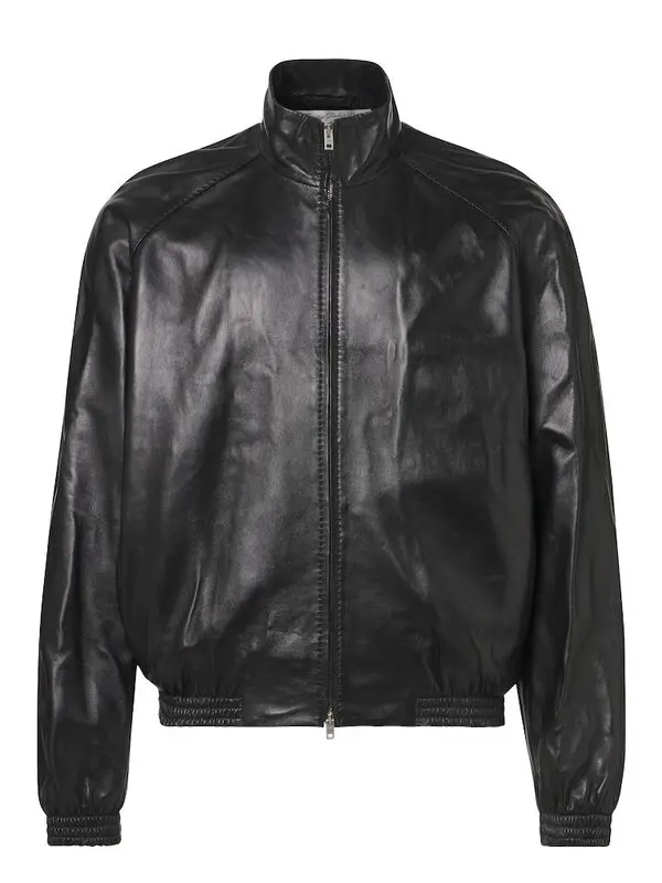 Acne Studios Lokot Leather Bomber Jacket - Black