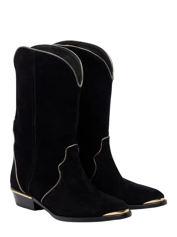 Isabel Marant Étoile Elbini Suede Cowboy Boots - Black