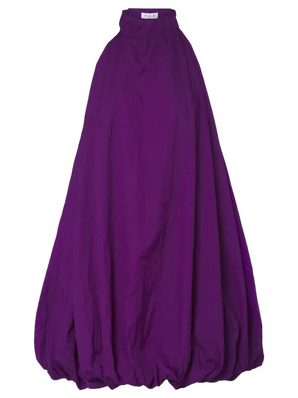 Alaïa Halterneck Balloon Hem Mini Dress - Purple