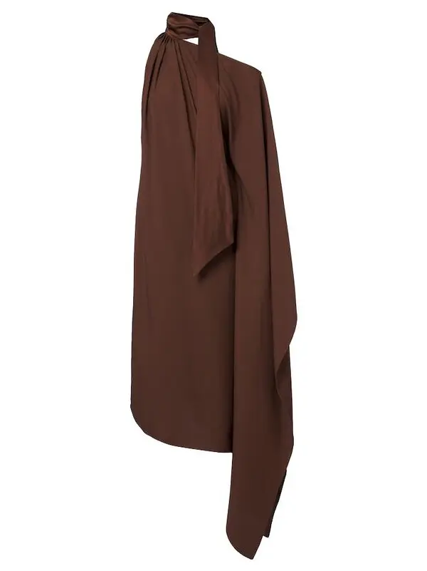 TALLER MARMO Asymmetric Scarf-detail Midi Dress - Brown