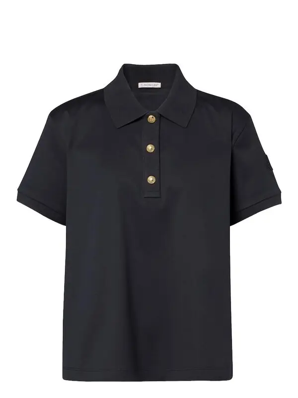 Moncler Cotton Jersey Polo Shirt - Black