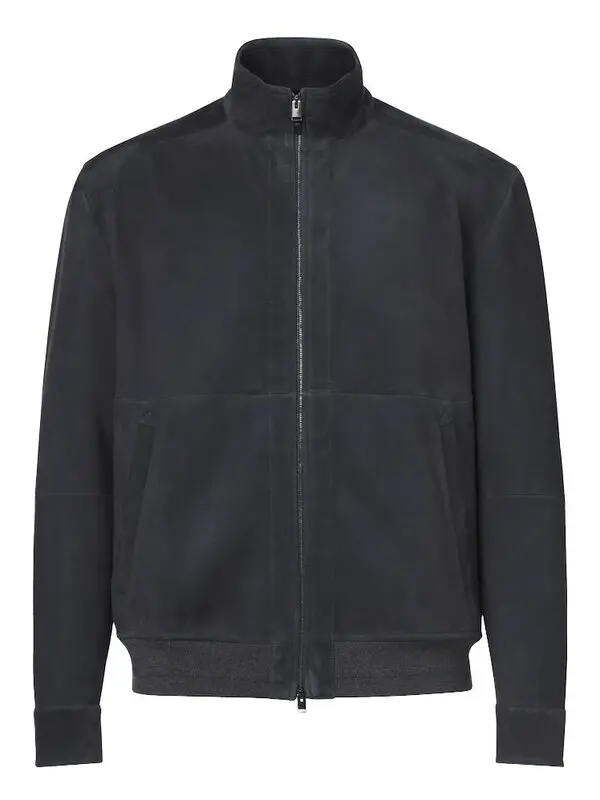 Canali Suede Bomber Jacket - Blue