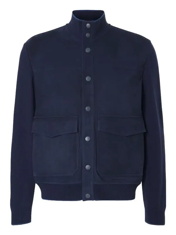 Canali Suede Bomber Jacket - Blue