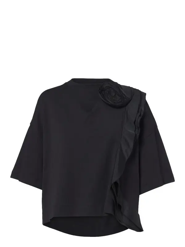 Max Mara Ruffled Cotton Jersey T-shirt - Black