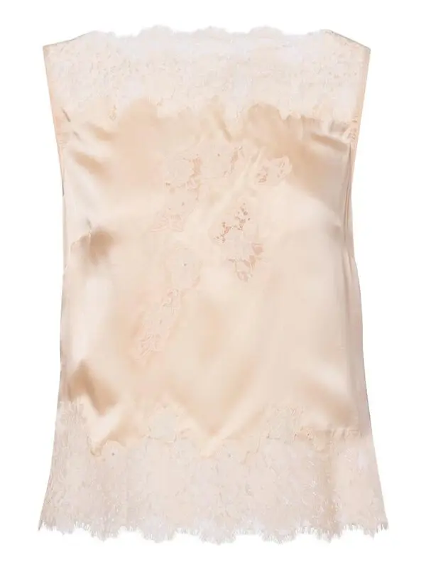 DÔEN Viviane Silk Lace-trimmed Top - Pink