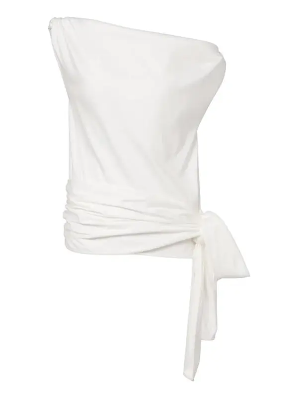 Proenza Schouler Asymmetrical Cotton Jersey Top With Tie Detail - White