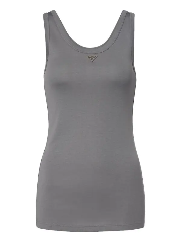 Prada Ribbed-knit Cotton Tank Top - Grey