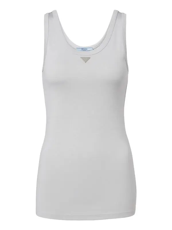 Prada Ribbed-knit Cotton Tank Top - Grey