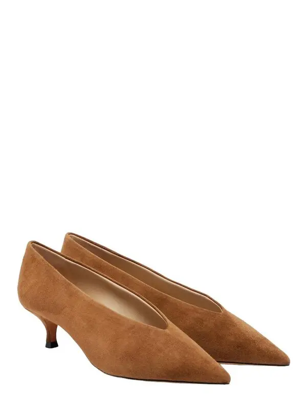 Le Monde Beryl Babouche Suede Pointed Toe Pumps - Brown