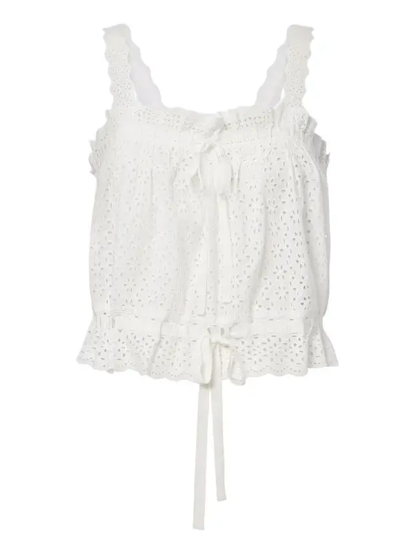Ulla Johnson Isola Broderie Anglaise Cotton Top - White