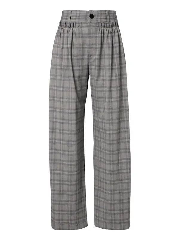 Isabel Marant Étoile Mayera Checked Wool-blend Wide-leg Trousers - Grey