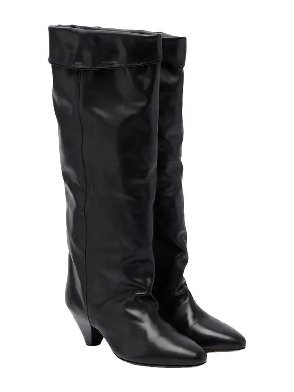 Isabel Marant Étoile Elita Draped Leather Knee-high Boots - Black