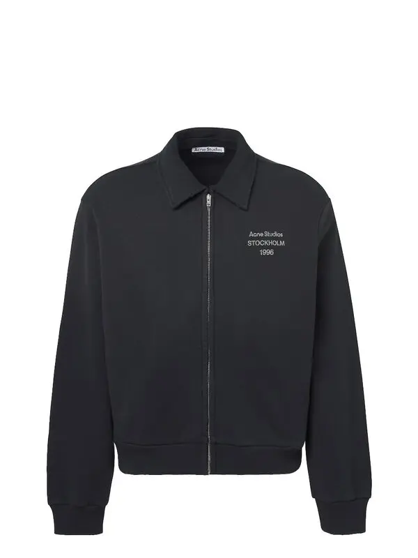 Acne Studios Logo Cotton-blend Zip-up Sweatshirt - Black