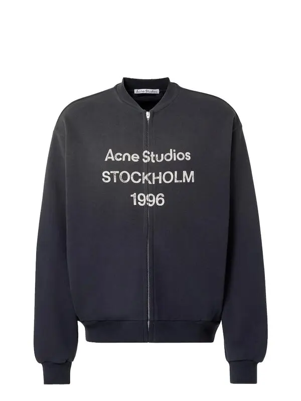 Acne Studios Logo Cotton-blend Zip-up Sweatshirt - Black