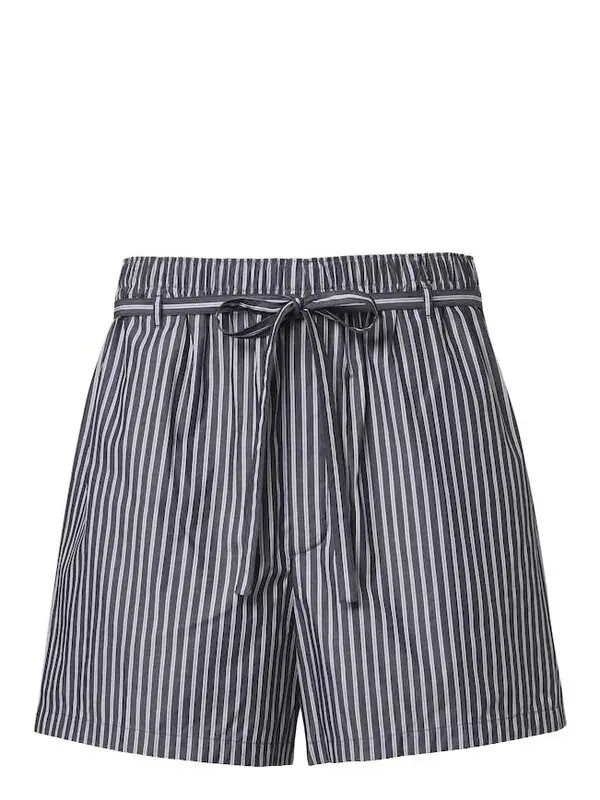 Saint Laurent Striped Cotton Poplin Shorts - Black