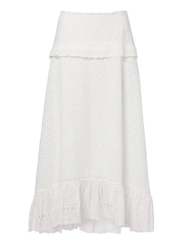 Ulla Johnson Violetta Broderie Anglaise Midi Skirt - White