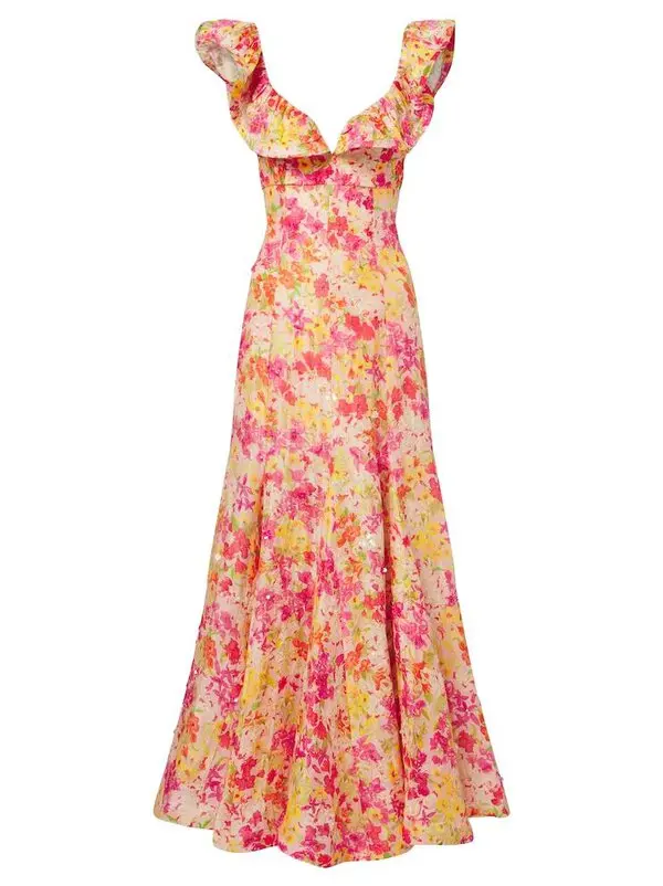 LA FUORI Genevieve Floral Embellished Maxi Dress - Pink