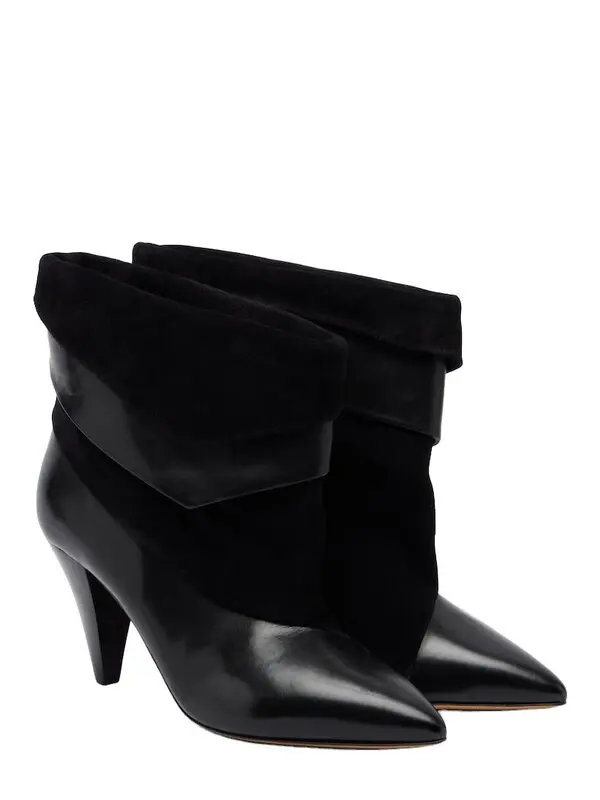 Isabel Marant Étoile Lyone Leather And Suede Ankle Boots - Black