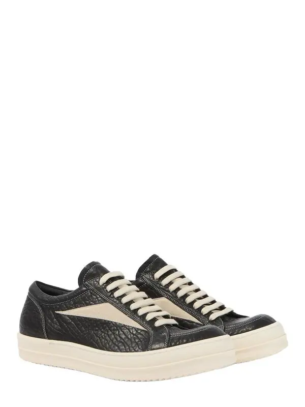 Rick Owens Suede-trimmed Leather Sneakers - Black