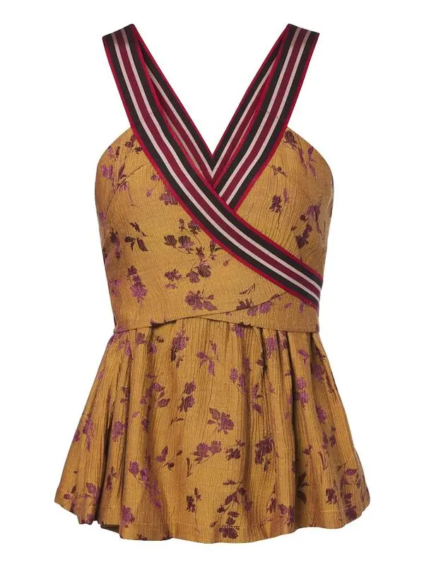 Dries Van Noten Floral Peplum Top - Yellow