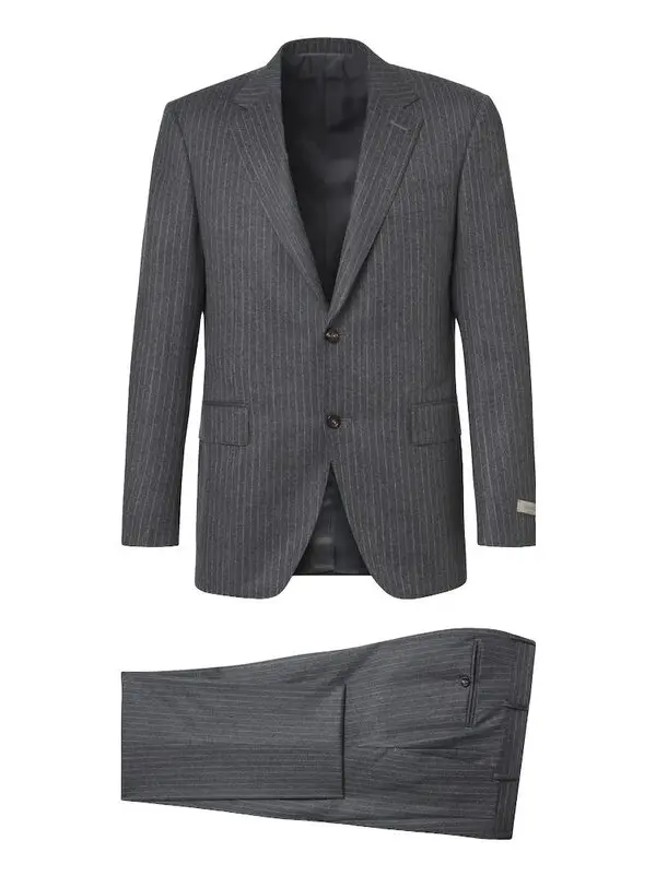 Canali Chalk Stripe Wool Suit - Grey